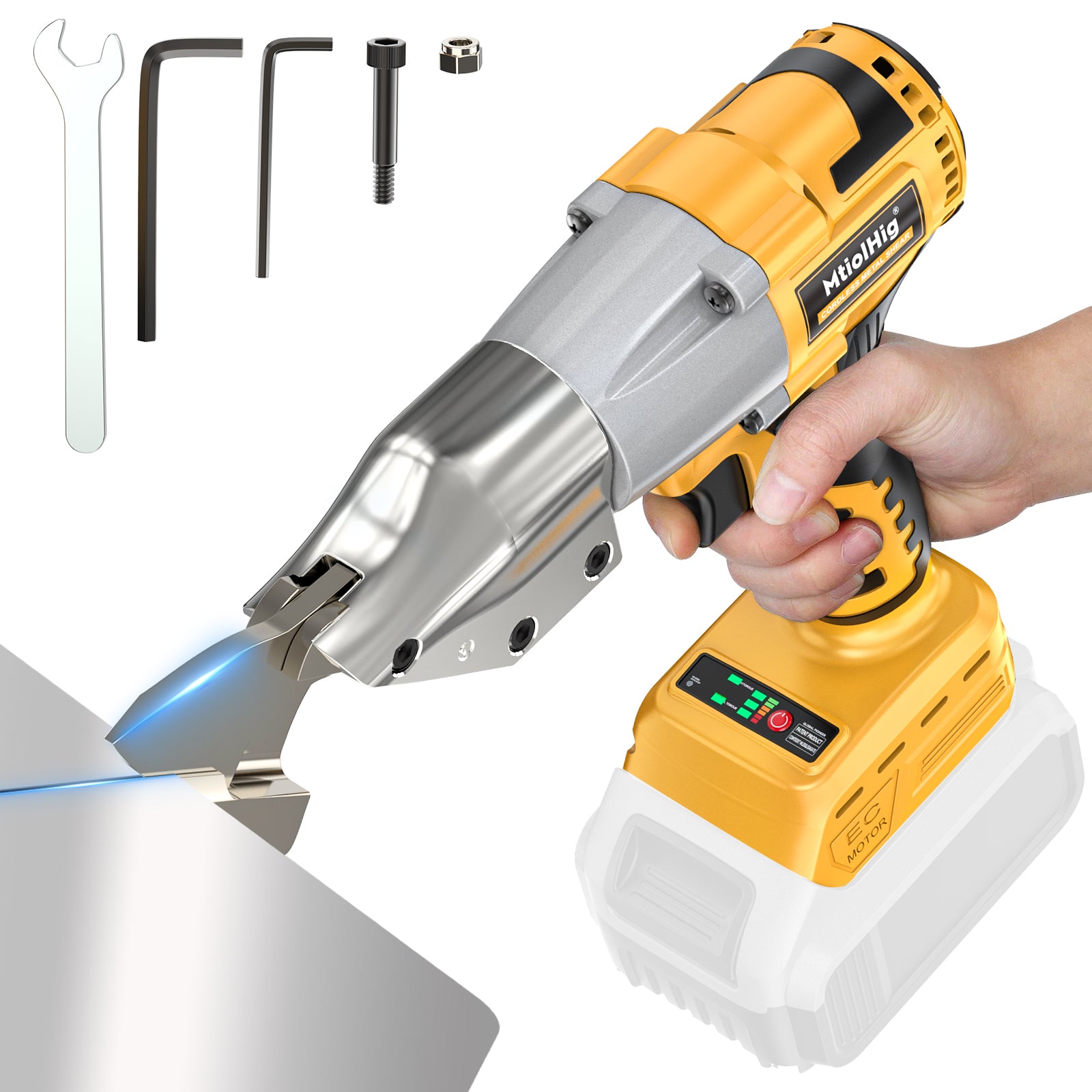 Cordless Sheet Metal Cutter: 221 Ft-Lbs Torque, 360 Pivoting Head, Cut ...