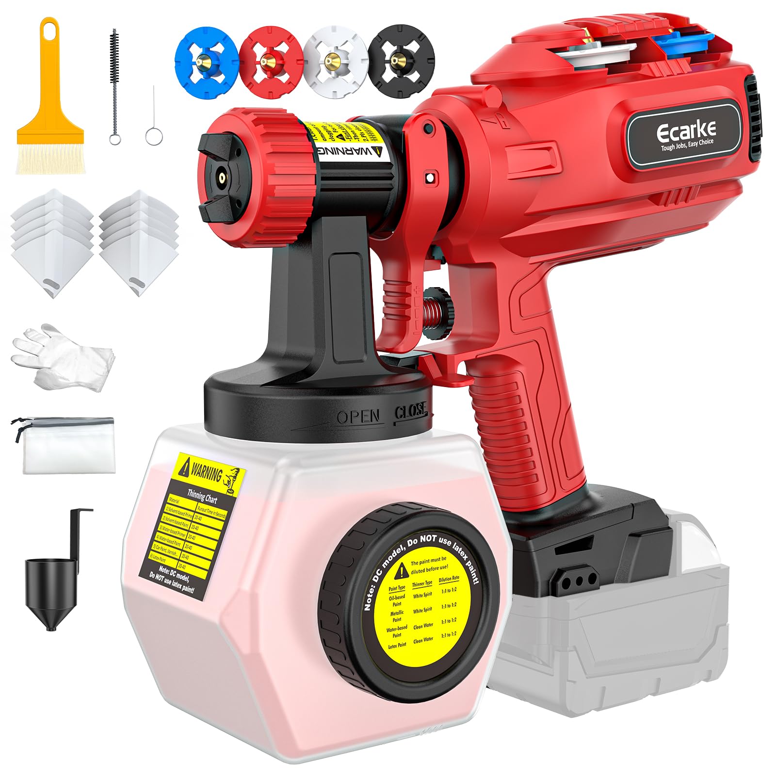 Ecarke Cordless Paint Sprayer Compatible with Milwaukee 18V Battery (T ...